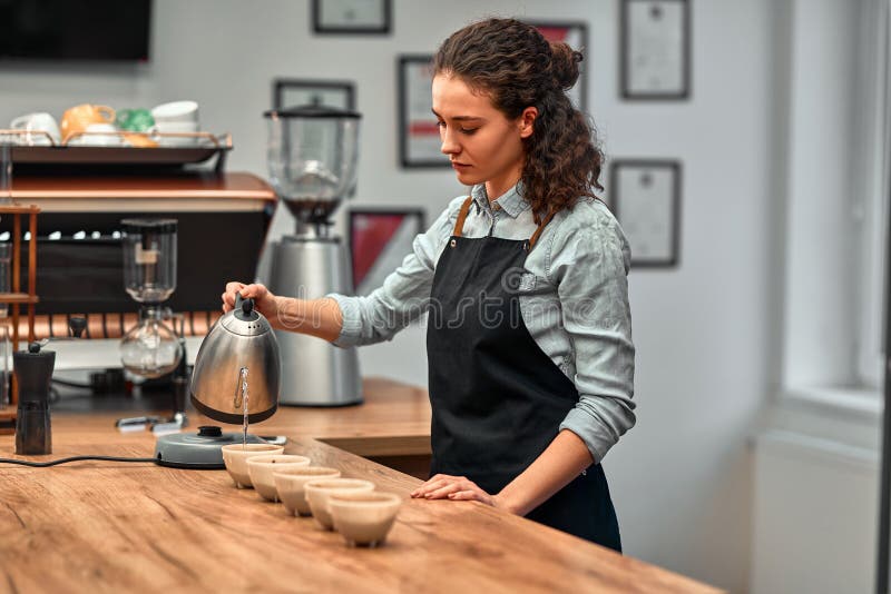 Coffee Shop Workers Checking Coffee Quality during Coffee Food Function ...