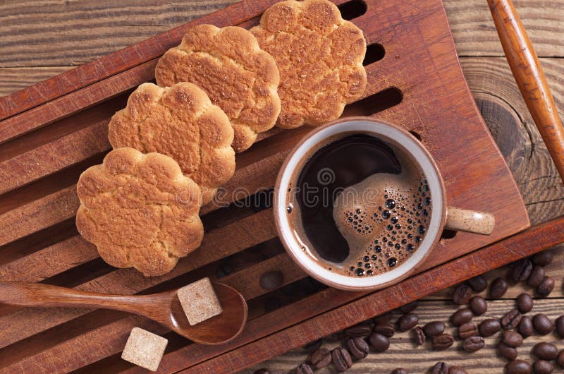 Coffee with Shortbread Cookies Stock Image - Image of sweet, homemade ...