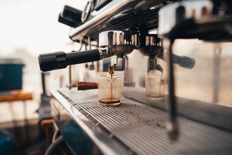 Coffee Shot,Coffee Machine Pouring Out Espresso Shot Stock Image ...