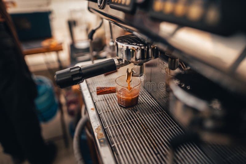 Coffee Shot,Coffee Machine Pouring Out Espresso Shot Stock Image ...