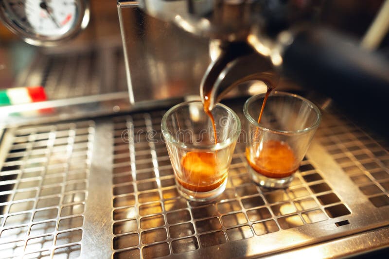 Coffee Shot,Coffee Machine Pouring Out Espresso Shot Stock Image ...