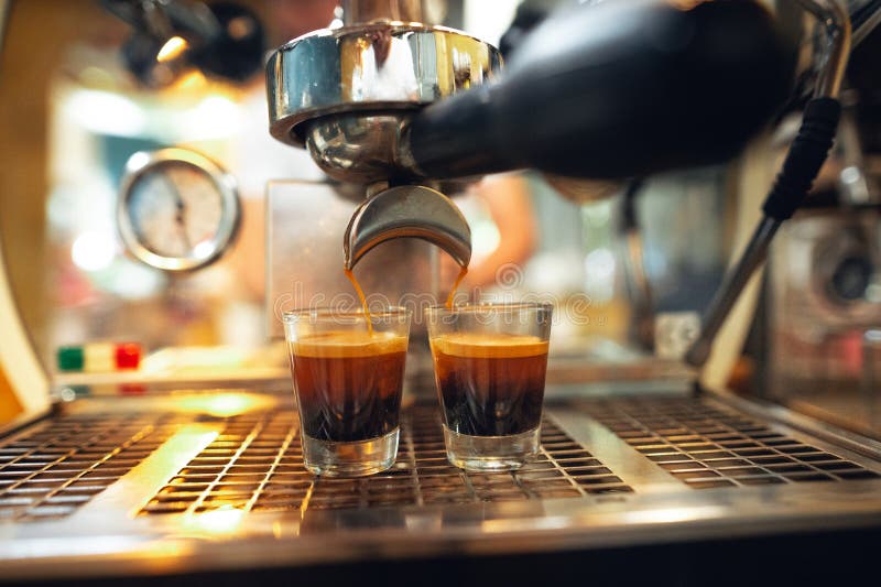 Coffee Shot,Coffee Machine Pouring Out Espresso Shot Stock Image ...