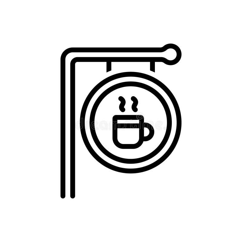 Black Line Icon for Coffee Sign, Coffee and Signboard Stock ...