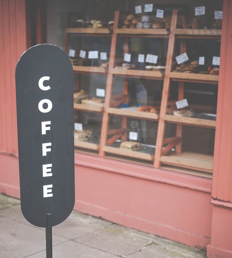 Artisanal Bakery with Coffee Sign Stock Image - Image of dessert ...