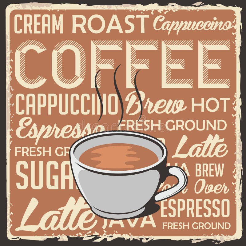 Coffee Retro Classic Rustic Vintage Poster Stock Illustration ...