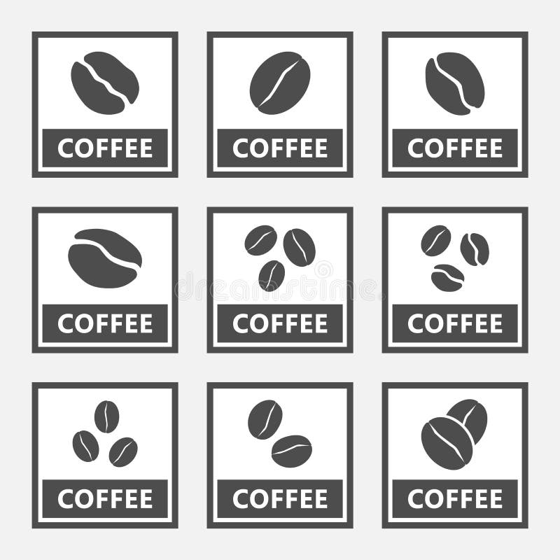 Cafe Icons and Signs with Coffee Beans and Cups Stock Vector ...