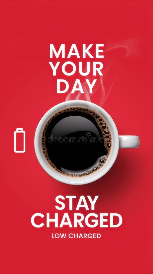 Coffee and Smartphone Graphic with "Make Your Day" and "Stay Charged ...