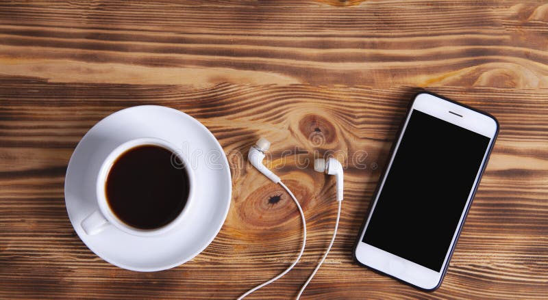 Coffee Smartphone and Headphones Stock Image - Image of work, music ...