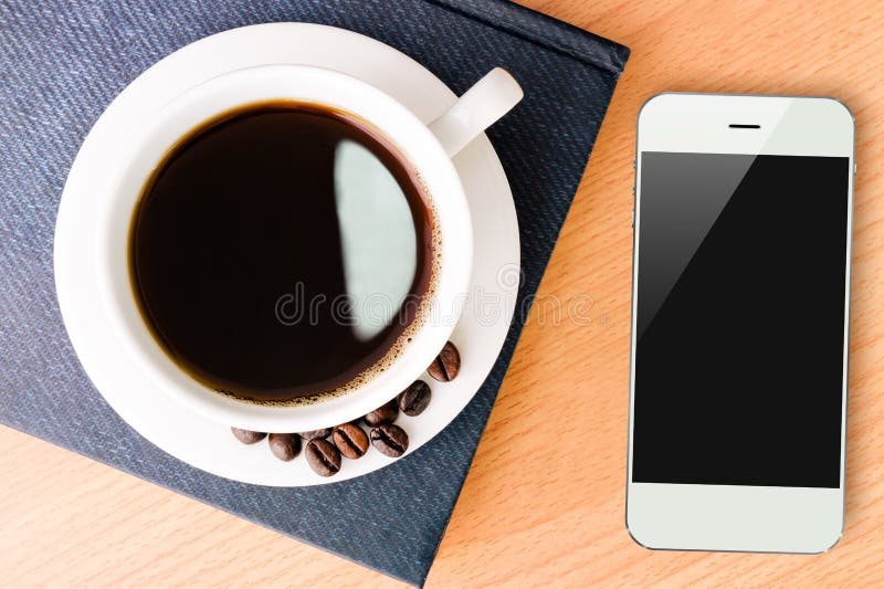 Coffee and Smartphone Mobile on Table Stock Photo - Image of coffee ...