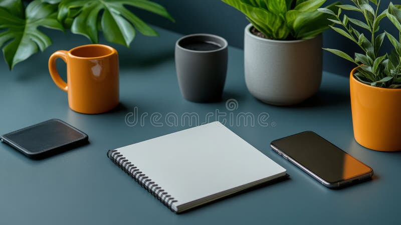 Coffee and Smartphones on a Wooden Table in a Cozy Workspace Setting ...