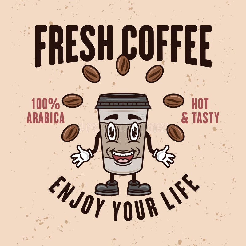 Coffee Smiling Paper Cup Cartoon Character with Hands and Legs Vector ...