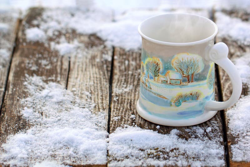 Coffee in the snow stock image. Image of chocolate, breakfast - 65991835