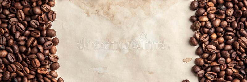 Coffee Spilled with Old Paper in the Middle Stock Image - Image of bean ...