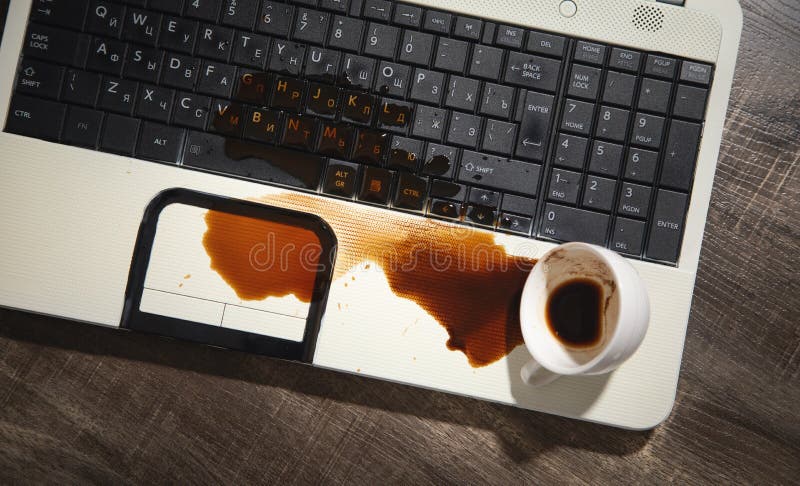 Coffee Spilled Over Laptop Keyboard Stock Image - Image of damage ... Coffee Spilled Over Laptop Keyboard Stock Image - Image of damage ...