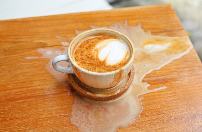Coffee Spilled on the Wood Table Stock Image - Image of espresso, brown ...