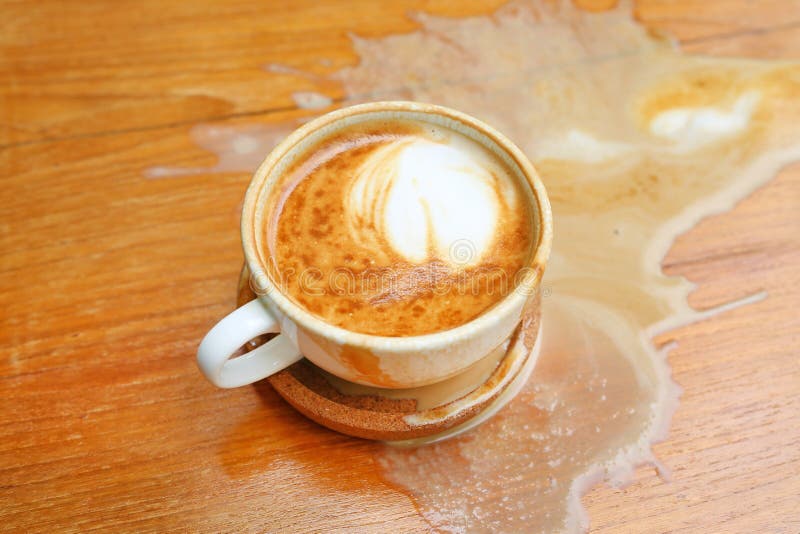 Coffee Spilled on the Wood Table Stock Image - Image of ceramic ...