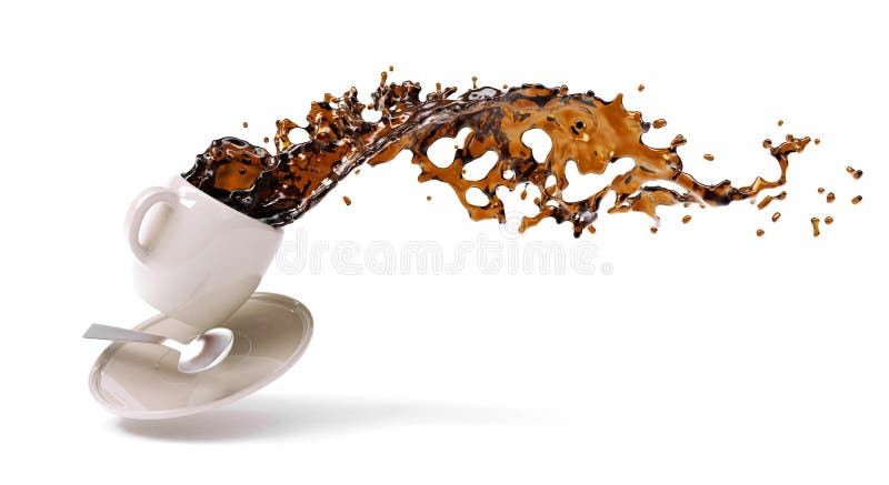 Coffee Spilling Out of a Mug Isolated on White Background Stock Photo ...