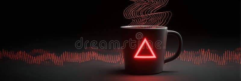 Overflow of Coffee from a Mug Emits Warning Lights and Jitter Lines ...