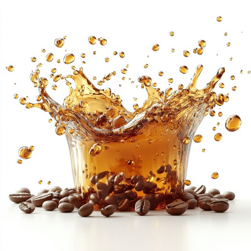 Coffee Splash Beans Beverage Brown Energy Drink Stock Illustration ...