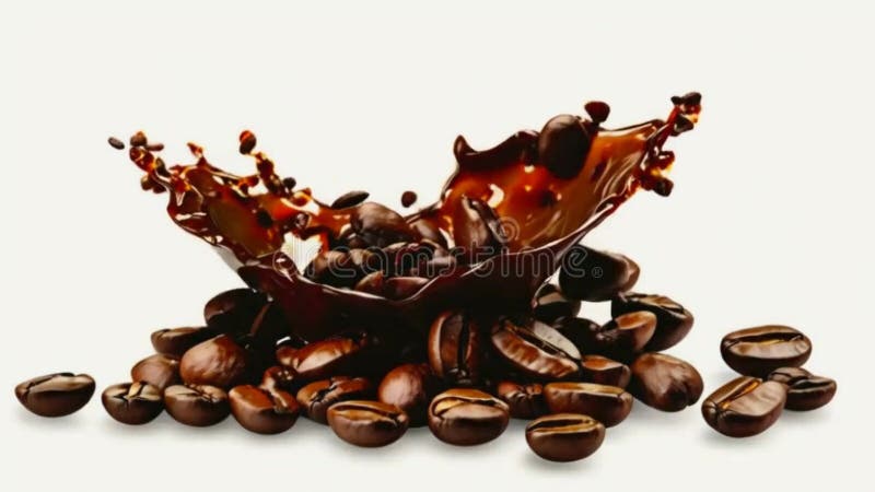 Coffee Splash Crown in a White Cup, Close-up Shot Showing Liquid ...