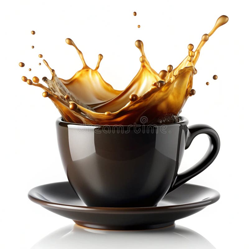 Coffee Splash with Coffee Beans on White Background Stock Illustration ...