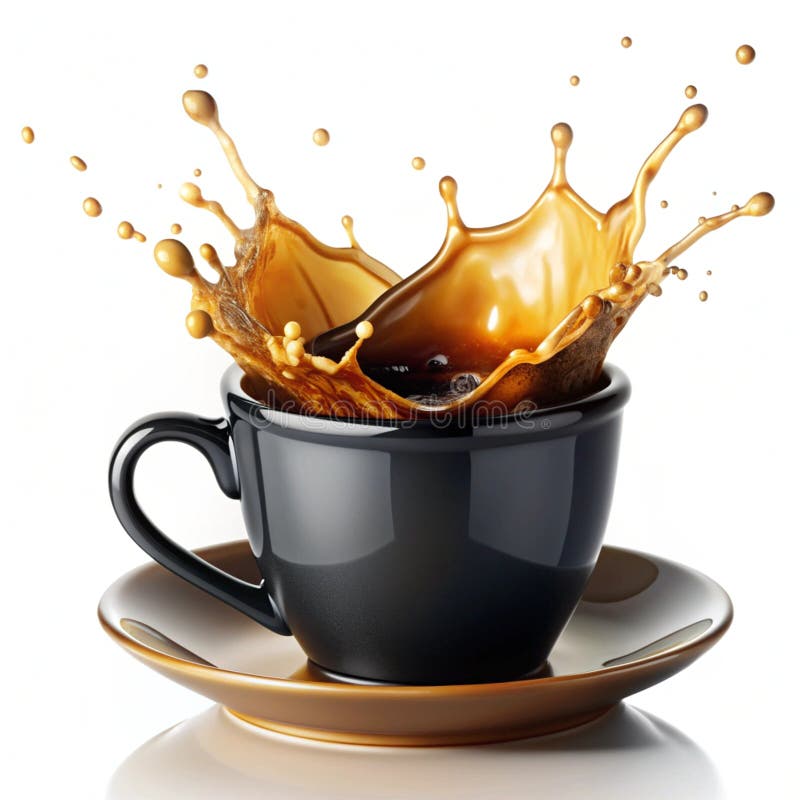 Coffee Splash with Coffee Beans on White Background Stock Illustration ...