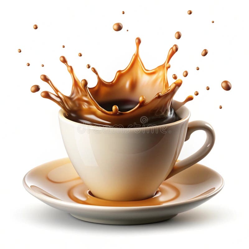 Coffee Splash with Coffee Beans on White Background Stock Illustration ...