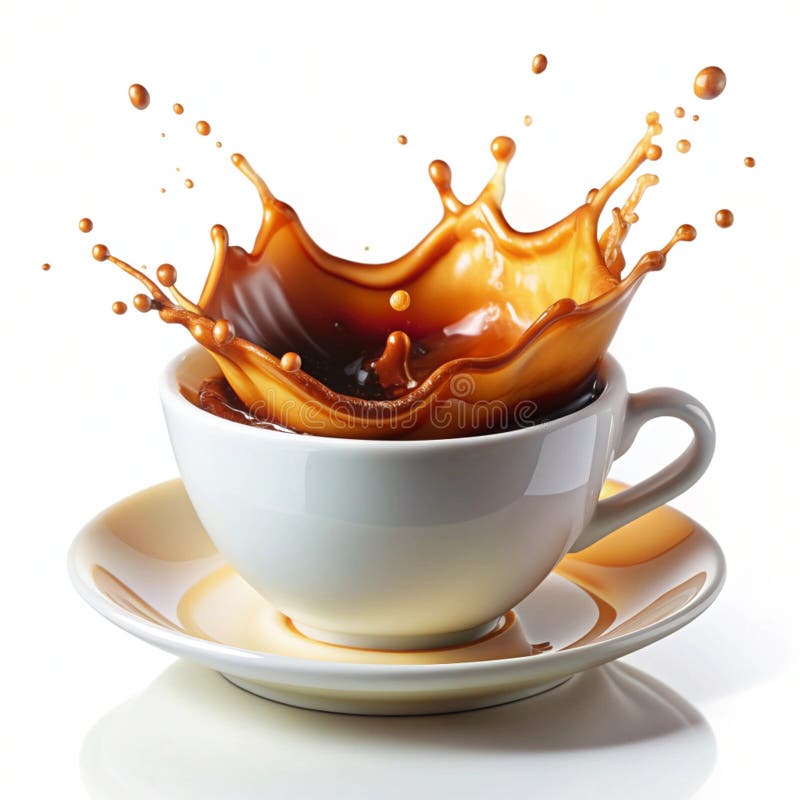 Coffee Splash with Coffee Beans on White Background Stock Illustration ...
