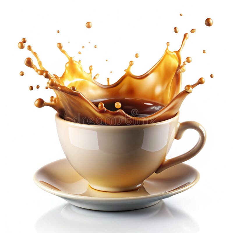 Coffee Splash with Coffee Beans on White Background Stock Illustration ...