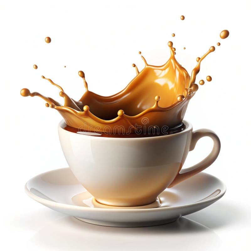 Coffee Splash with Coffee Beans on White Background Stock Illustration ...