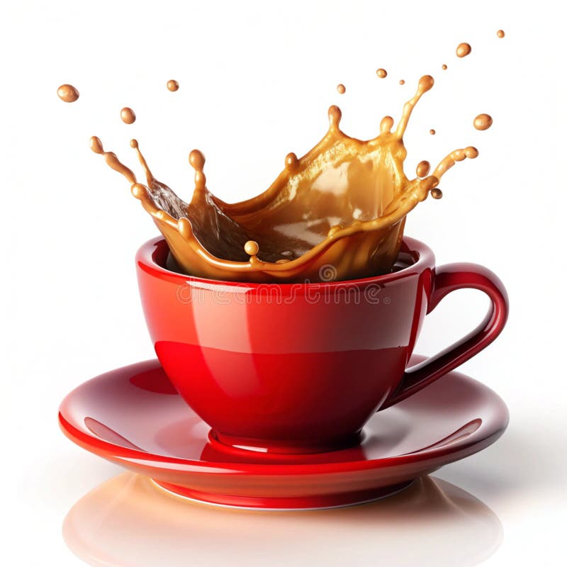 Coffee Splash with Coffee Beans on White Background Stock Illustration ...