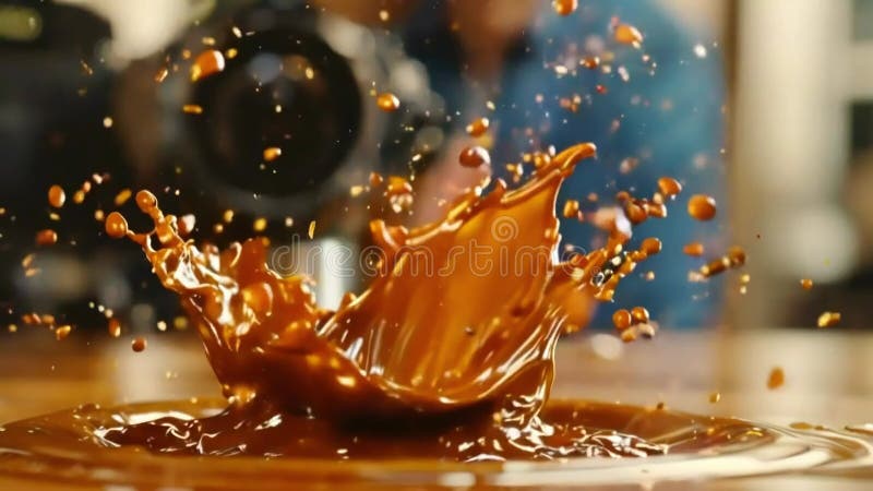 Coffee Splash Crown, Close-up View of Liquid Impacting Surface ...