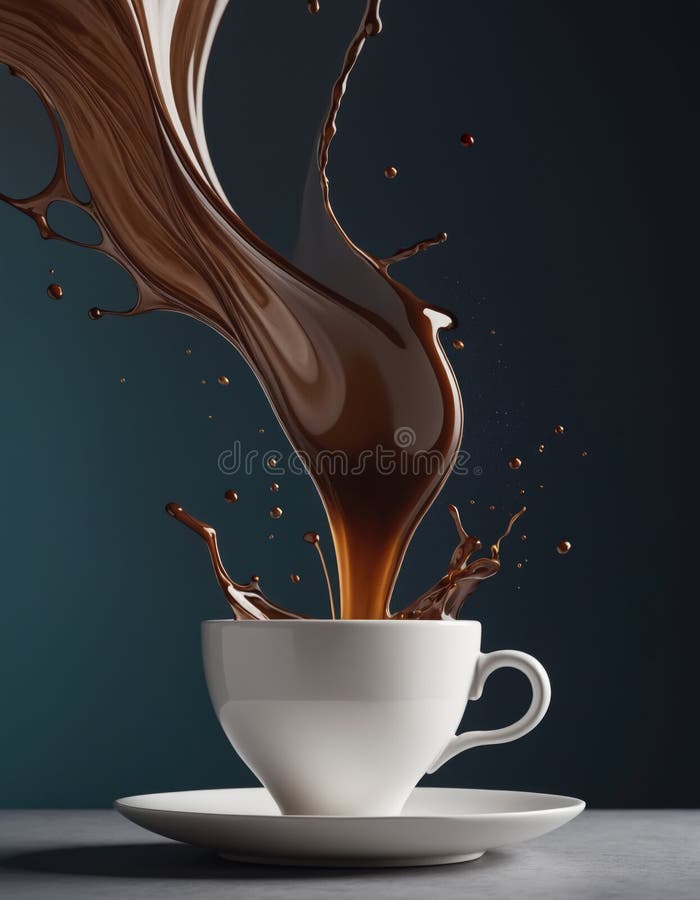 Coffee Splash from a Cup. a Cup of Coffee and Flying Splashes Stock ...