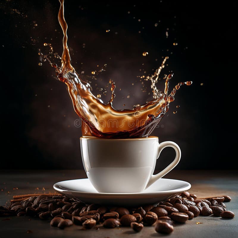 Coffee Splash. Cup of Spilling Coffee Creating Splash Stock ...