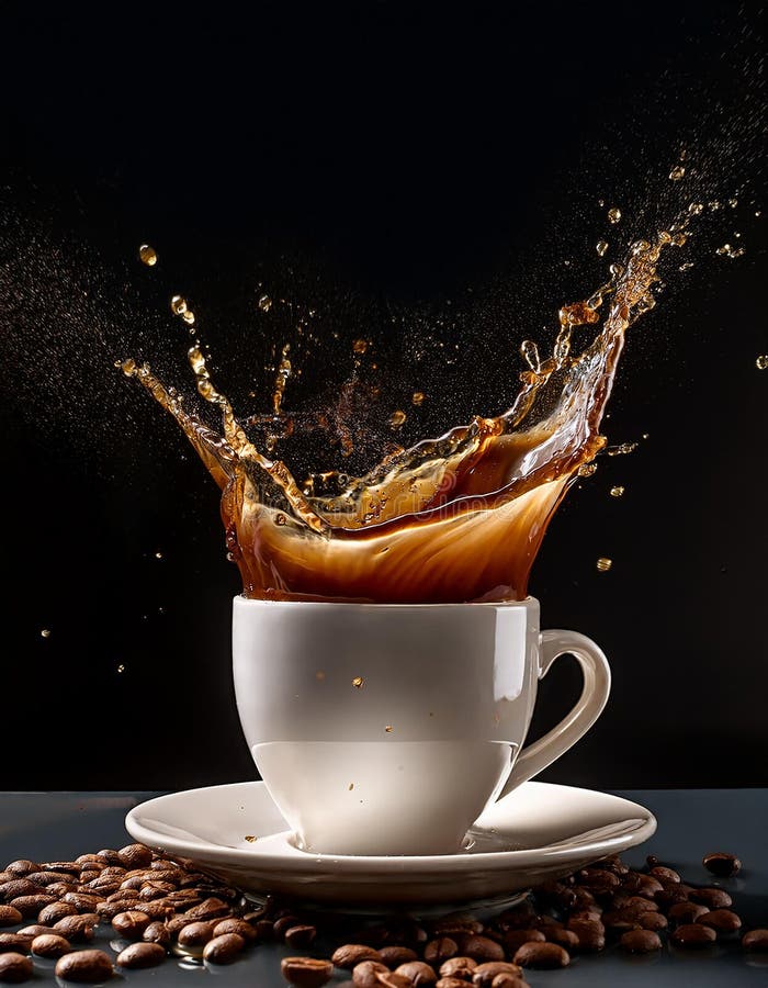 Coffee Splash. Cup of Spilling Coffee Creating Splash Stock ...