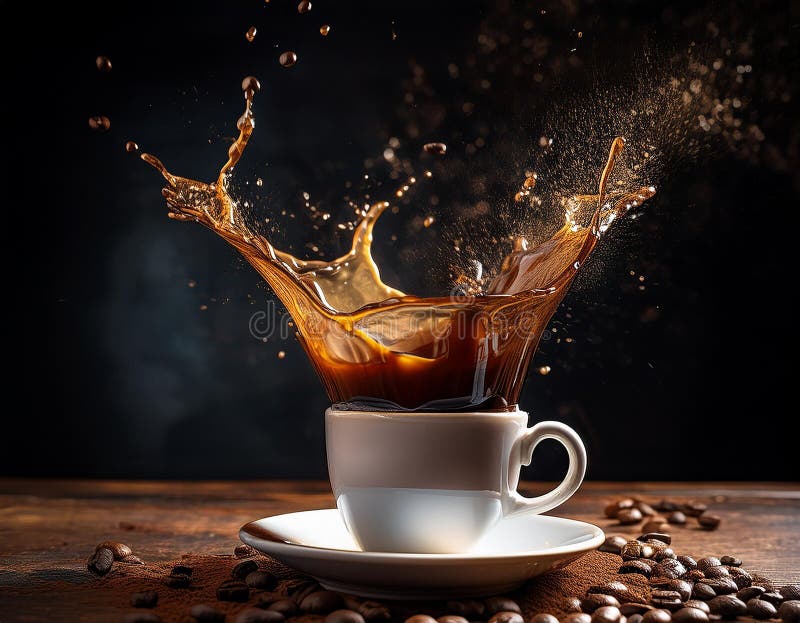 Coffee Splash. Cup of Spilling Coffee Creating Splash Stock ...