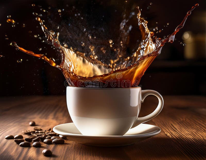 Coffee Splash. Cup of Spilling Coffee Creating Splash Stock ...