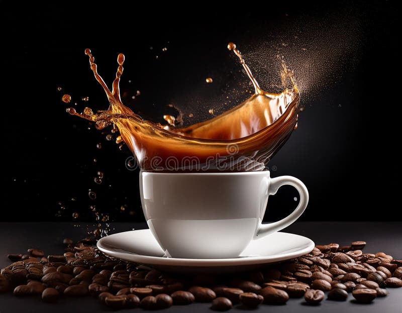 Coffee Splash. Cup of Spilling Coffee Creating Splash Stock ...