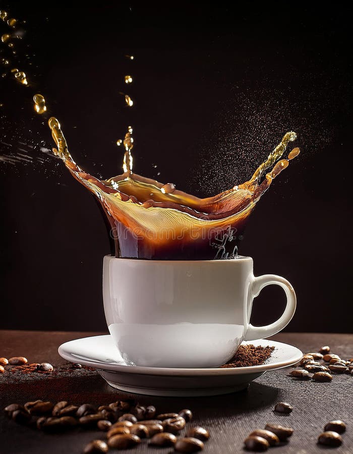 Coffee Splash. Cup of Spilling Coffee Creating Splash Stock ...