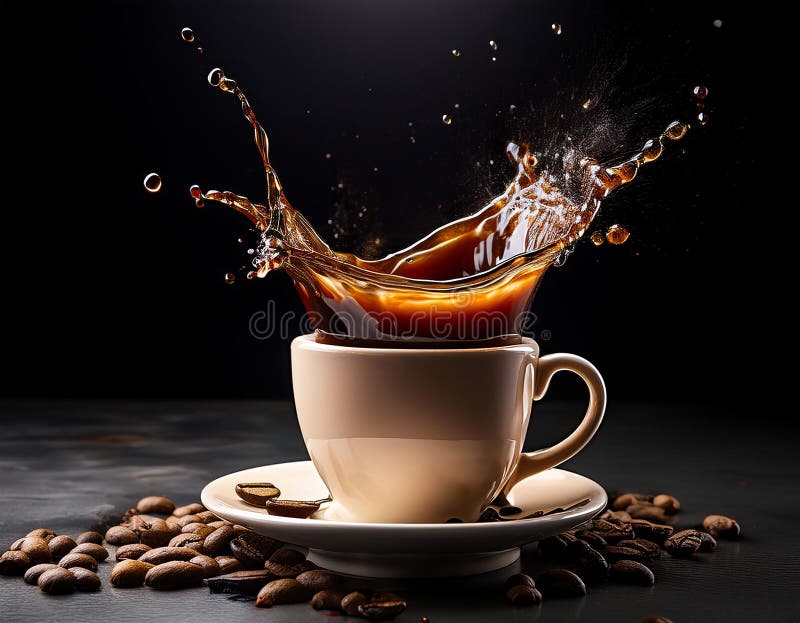 Coffee Splash. Cup of Spilling Coffee Creating Splash Stock ...