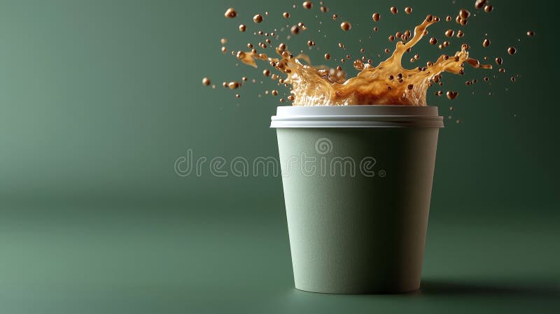 Coffee Splash Green Cup Dynamic Motion Stock Photos - Free & Royalty ...