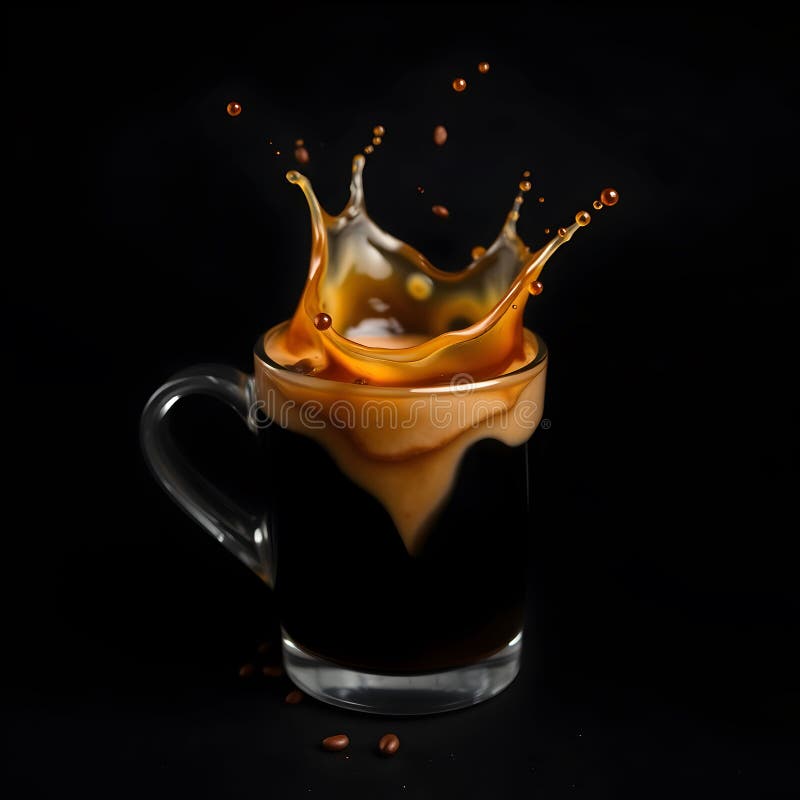 Coffee Splash in Mug on Black Background Stock Illustration ...