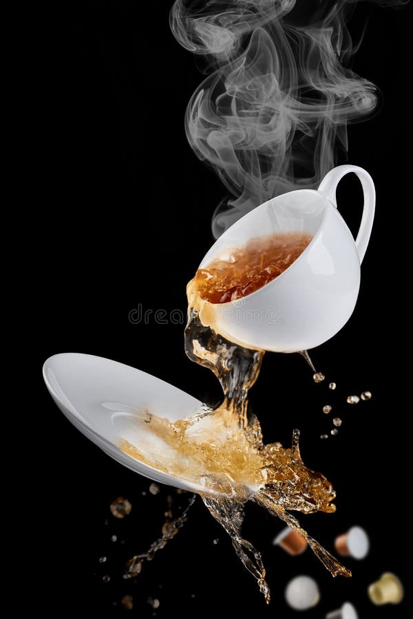 Coffee splash from a mug stock illustration. Illustration of closeup ...