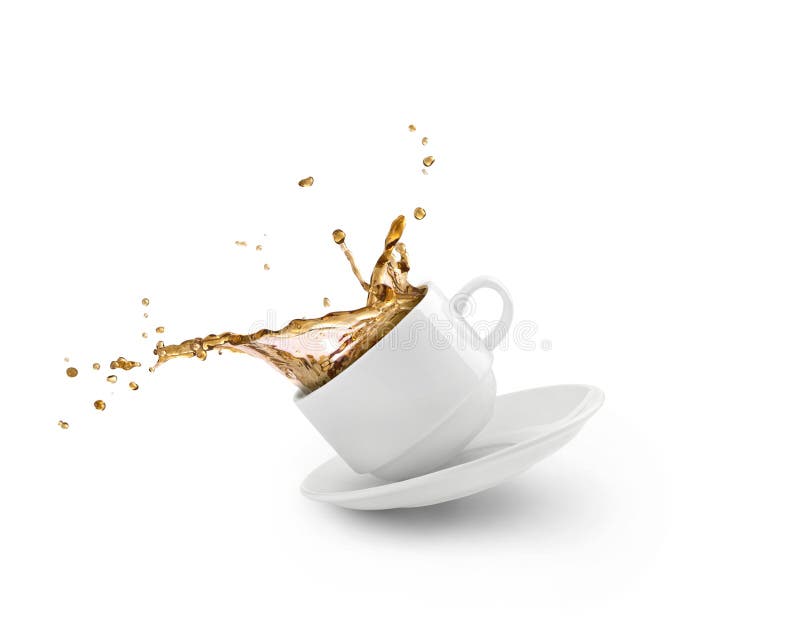 Coffee Splash in White Cup Isolated Stock Image - Image of energy ...