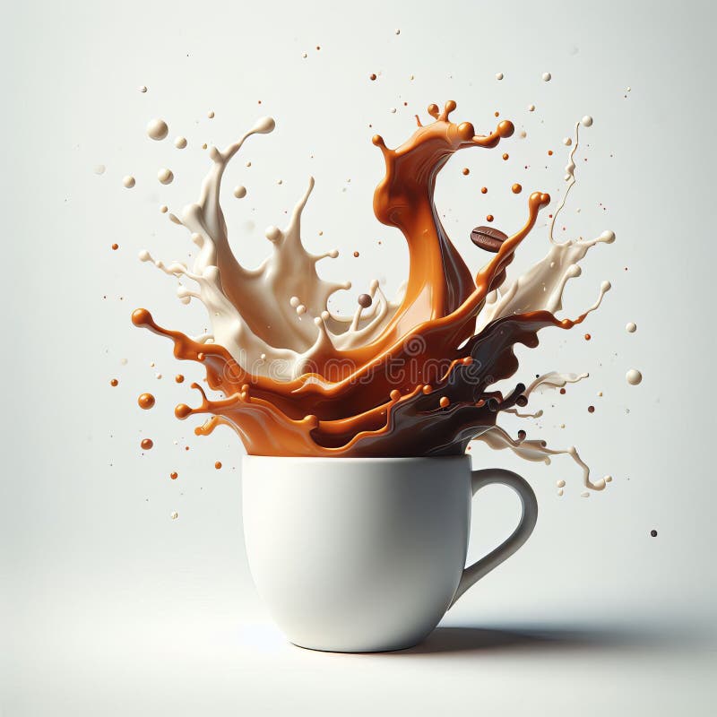 Coffee Splash from a White Mug Stock Image - Image of action, cream ...