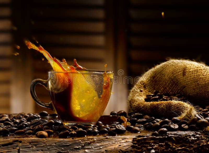 Coffee splashes stock image. Image of grain, caffeine - 110497399