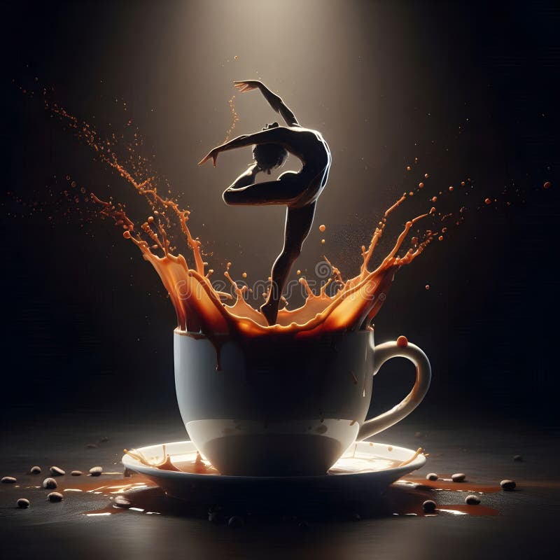 Coffee Splashing in Human Figure Splashes Like Dancer Jumping Out of ...