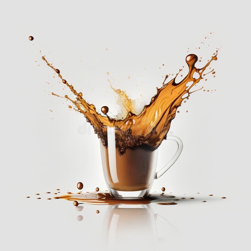 Coffee Splashing Out of a Glass Cup, Isolated on White Background Stock ...