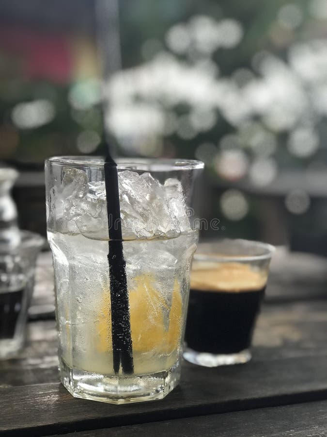 Coffee, sprite and Lemon stock image. Image of lemon - 206360589
