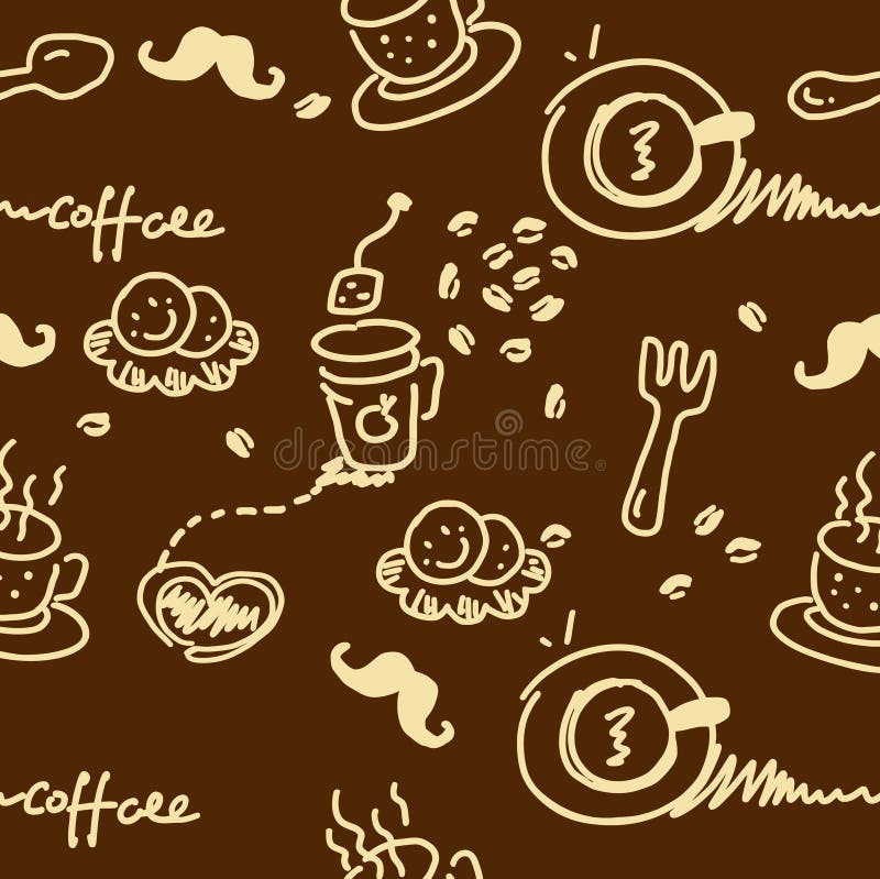 Coffee Square Continuous Pattern Stock Vector - Illustration of ...